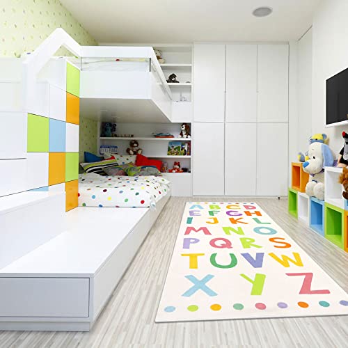 Topotdor Alphabet Kids Rug,Colorful Educational ABC Nursery Rug Ultra Soft Washable Rainbow Rugs for Bedroom Playroom Classroom,28"x70"