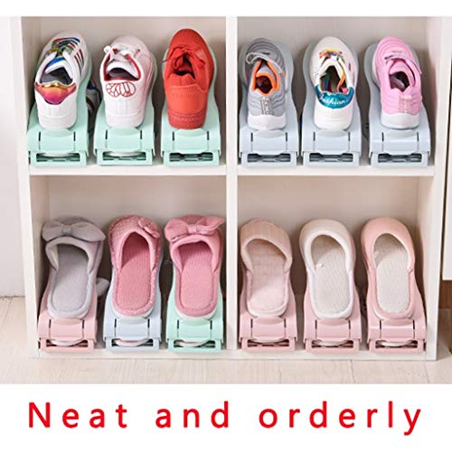 LKH Green Shoe Slots Space Saver, Shoe Organizers and Storage, Shoe Slots Organizer, Shoe Stack - 6 Piece Set (Color : Green)