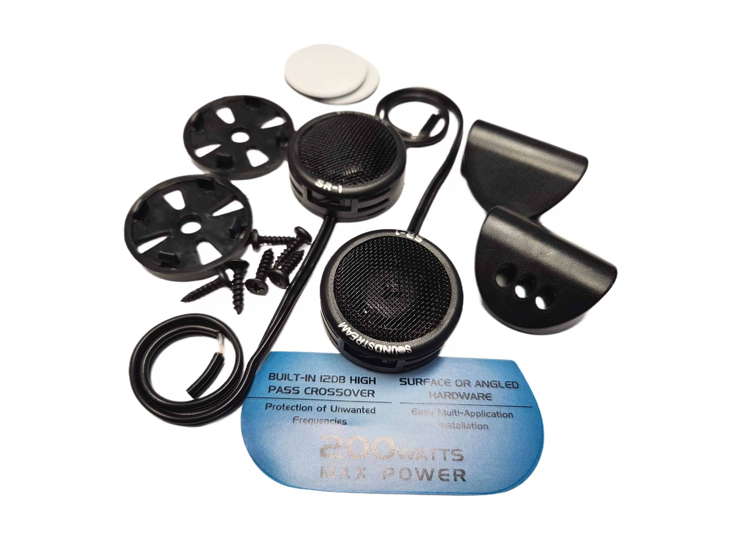 SOUNDSTREAM Reign Series SR-1 Niobium Micro Dome 1" Tweeter, 3 Way Mount Super 1 Inch Tweeters, 200 Watts Max