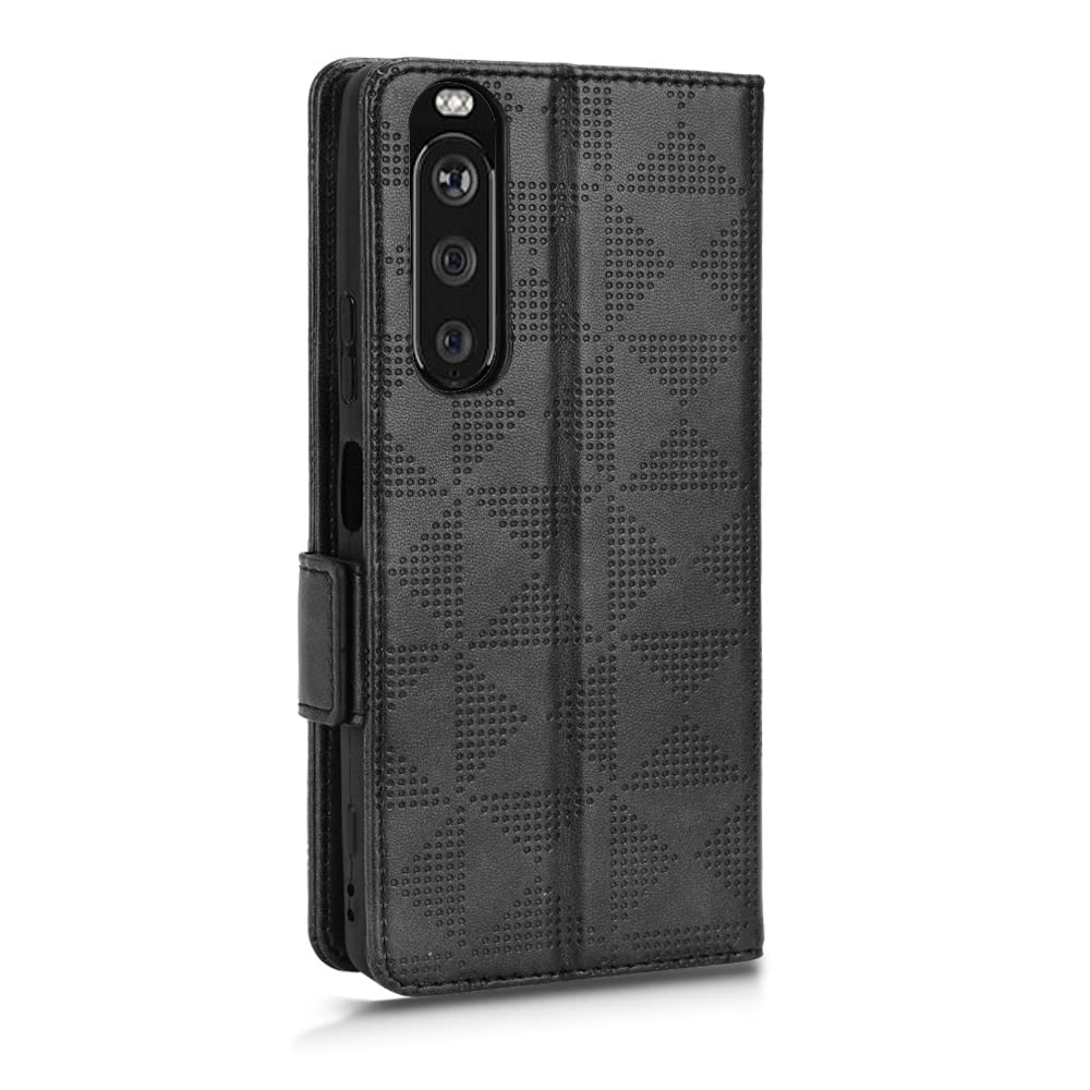 Kukoufey Case for Sony Xperia 1 III 5G XQ-BC52 XQ-BC62 XQ-BC72 Leather Flip Stand Case Cover,Case for Sony Xperia 1 III Leather Case,Case for Sony Xperia 1 III Case Cover Black