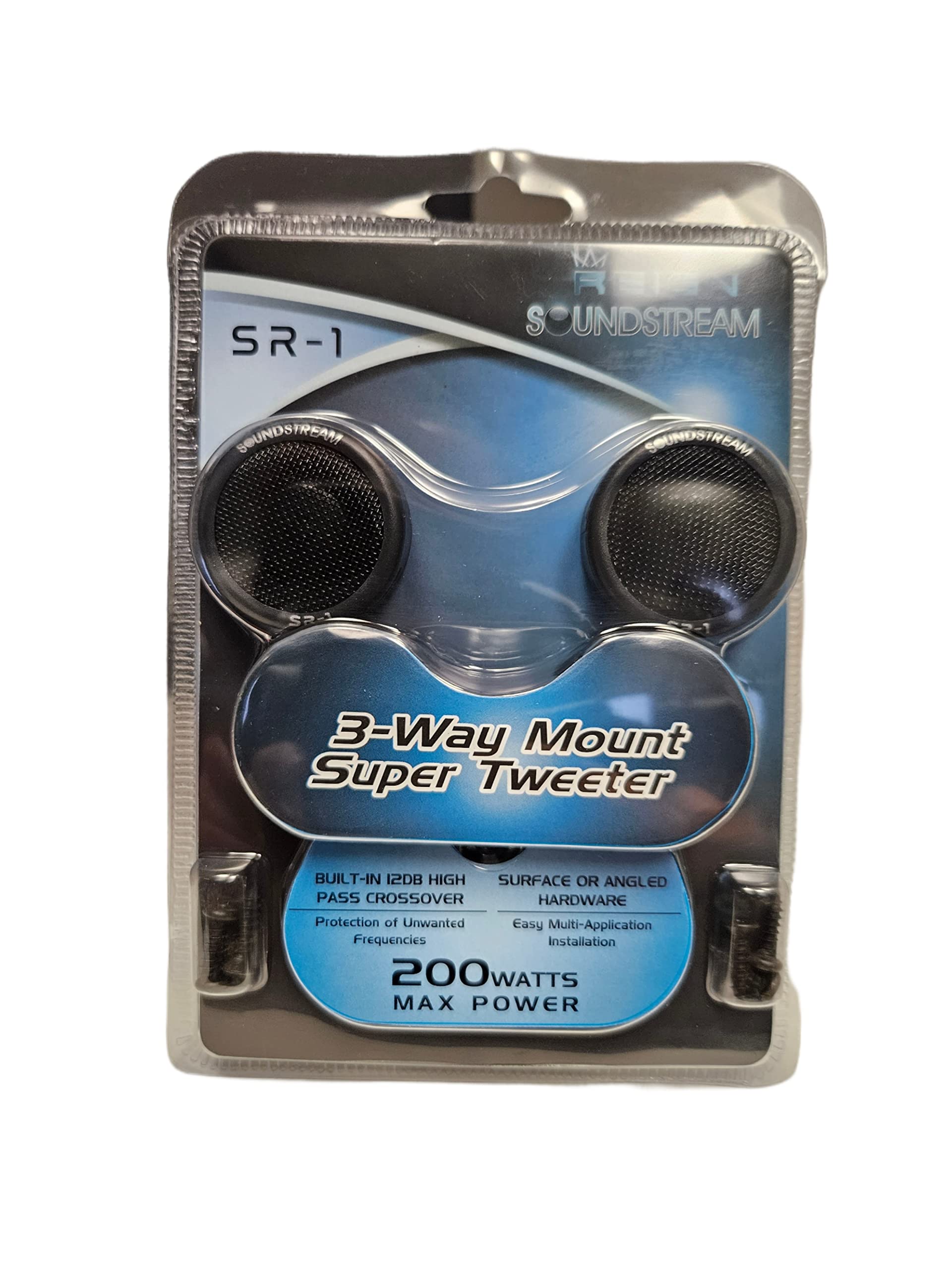 SOUNDSTREAM Reign Series SR-1 Niobium Micro Dome 1" Tweeter, 3 Way Mount Super 1 Inch Tweeters, 200 Watts Max