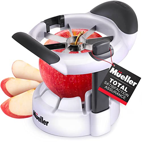 Mueller SpeedSlice Apple and Pear Slicer Corer, Heavy Duty, Attached Safety Cover Protects Fingers while In-Use and Blades while in Storage