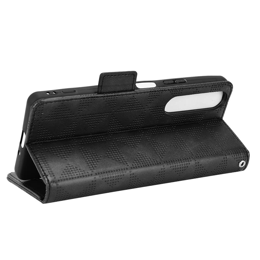 Kukoufey Case for Sony Xperia 1 III 5G XQ-BC52 XQ-BC62 XQ-BC72 Leather Flip Stand Case Cover,Case for Sony Xperia 1 III Leather Case,Case for Sony Xperia 1 III Case Cover Black