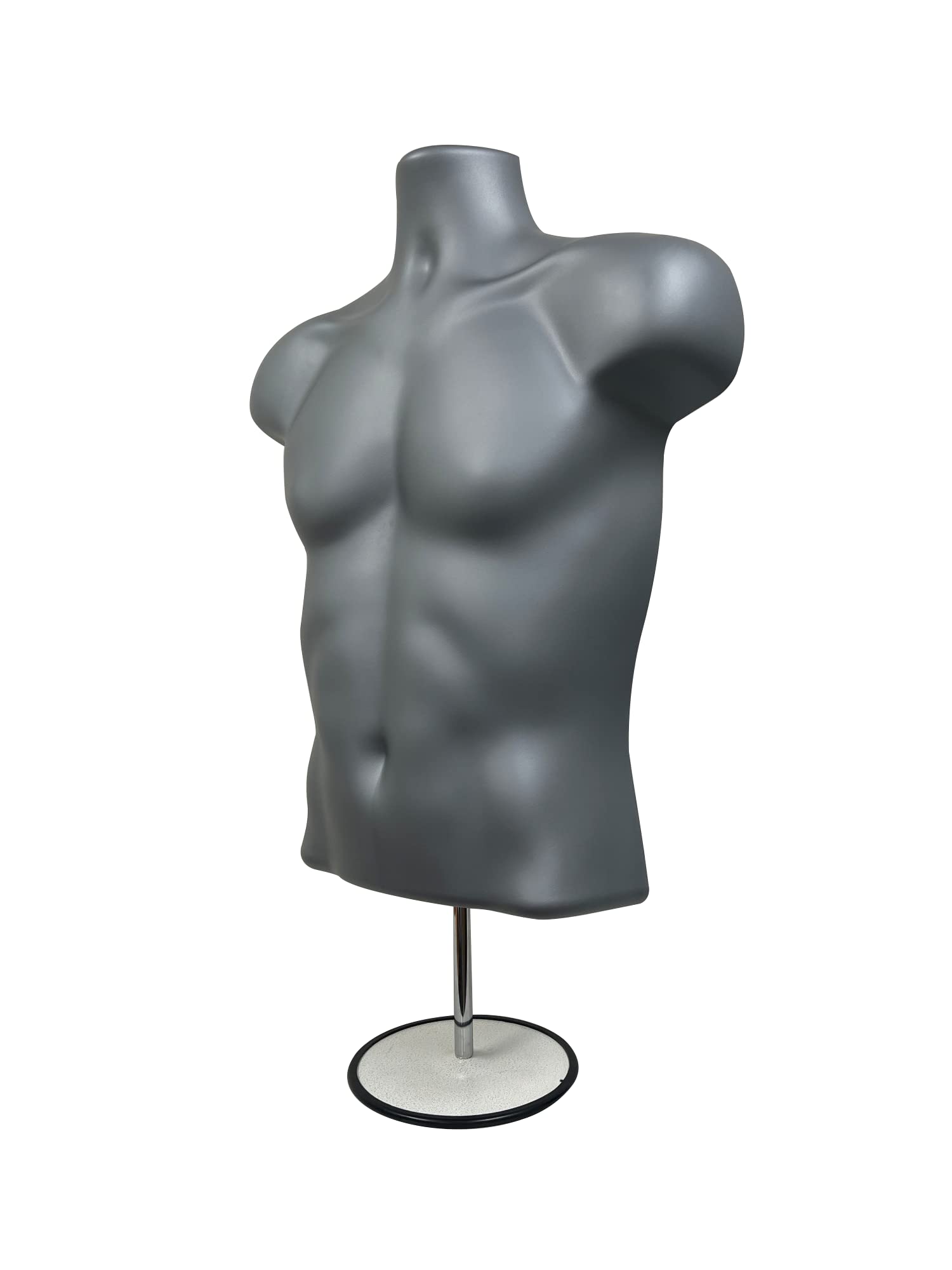 DisplayTown Gray Male and Female Mannequin Torso with Metal Stand Hollow Back Body Stackable Dress Form for Tshirt Display, Countertop, Craft Shows, Photos and Design, S-M Clothing Size