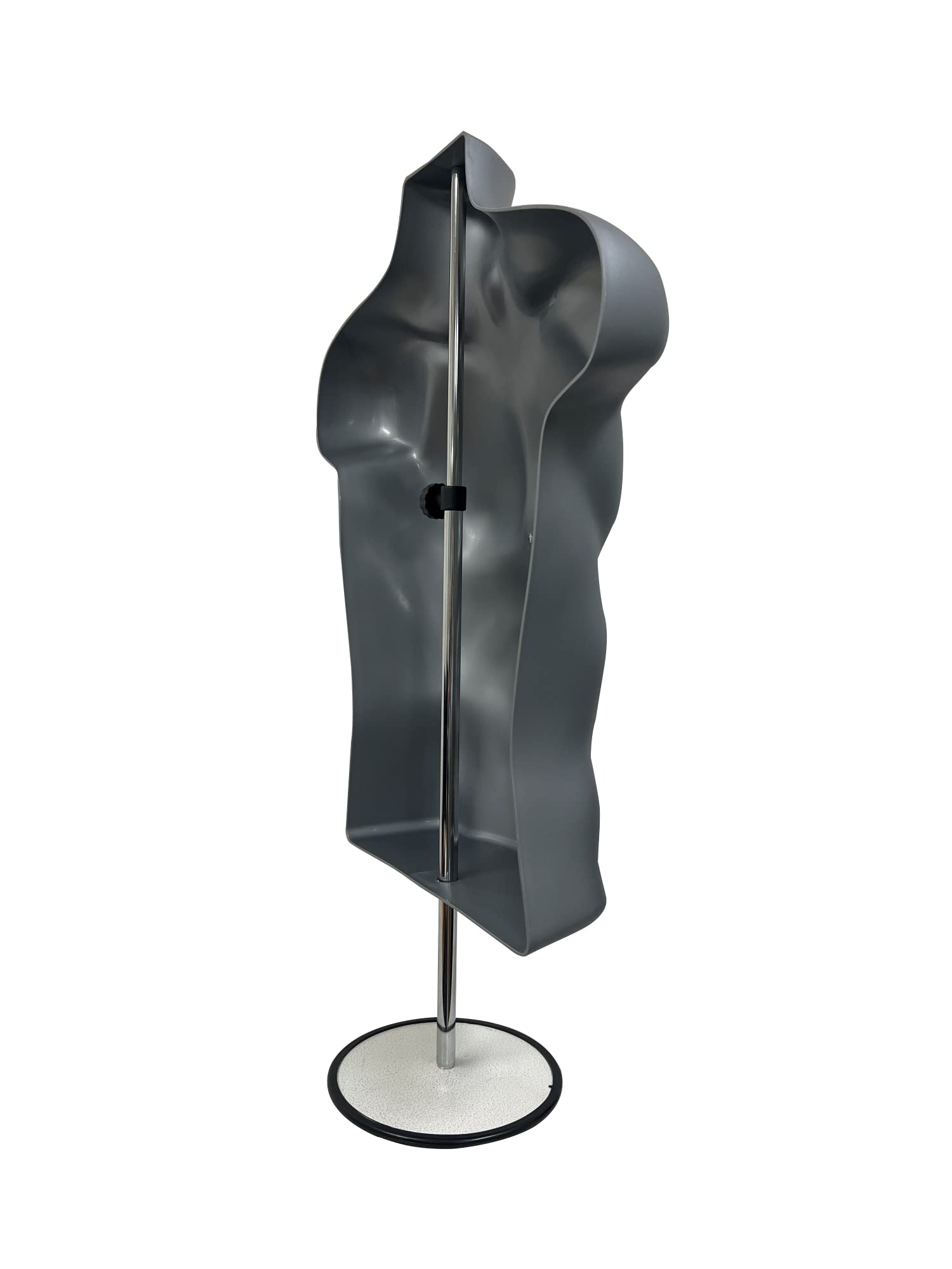 DisplayTown Gray Male and Female Mannequin Torso with Metal Stand Hollow Back Body Stackable Dress Form for Tshirt Display, Countertop, Craft Shows, Photos and Design, S-M Clothing Size