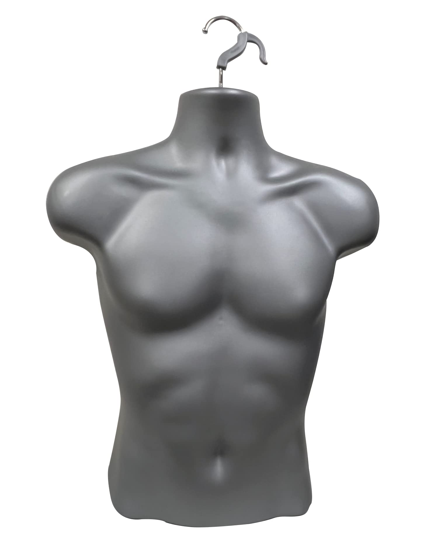 DisplayTown Gray Male and Female Mannequin Torso with Metal Stand Hollow Back Body Stackable Dress Form for Tshirt Display, Countertop, Craft Shows, Photos and Design, S-M Clothing Size