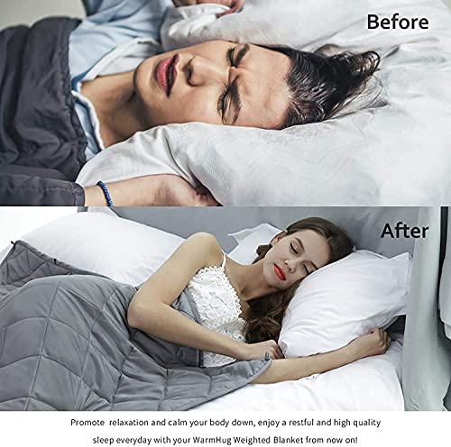 WarmHug Weighted Blanket King Size 15 lbs 86" x 92" for Couples and Adults - Cooling Breathable Heavy Blanket with Premium Glass Beads, Grey