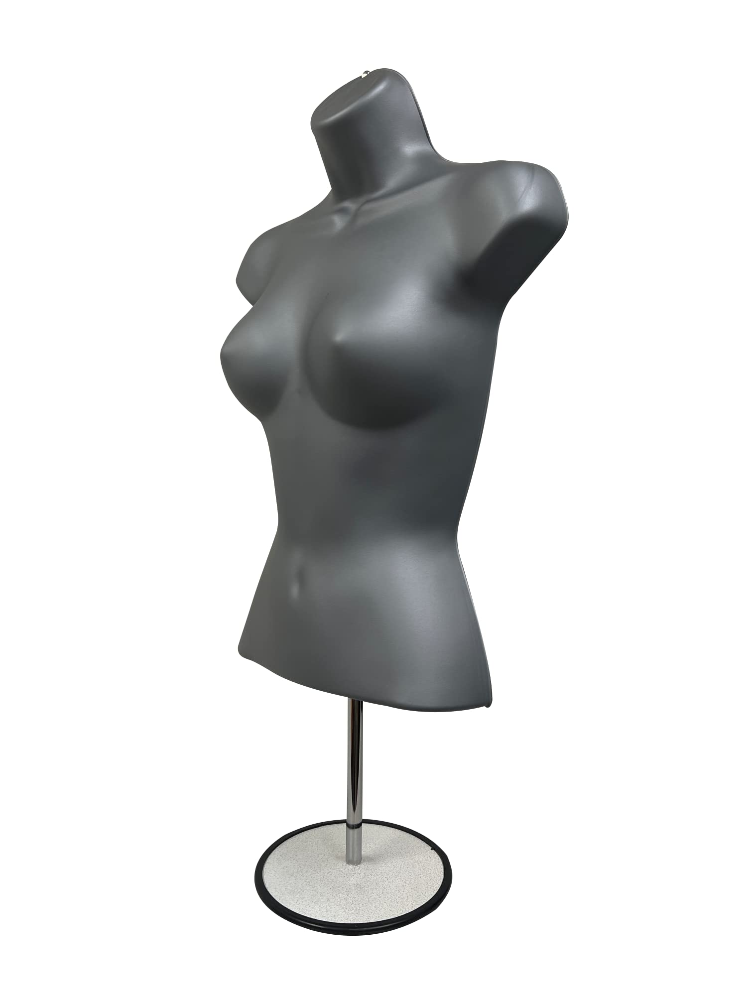 DisplayTown Gray Male and Female Mannequin Torso with Metal Stand Hollow Back Body Stackable Dress Form for Tshirt Display, Countertop, Craft Shows, Photos and Design, S-M Clothing Size