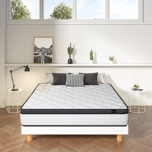 CHEVNI King Mattress, 10 inch Individually Pocket Springs Hybrid Mattress,Dual Layer Gel Memory Foam,Medium Firm Mattresses in a Box King Size Mattress