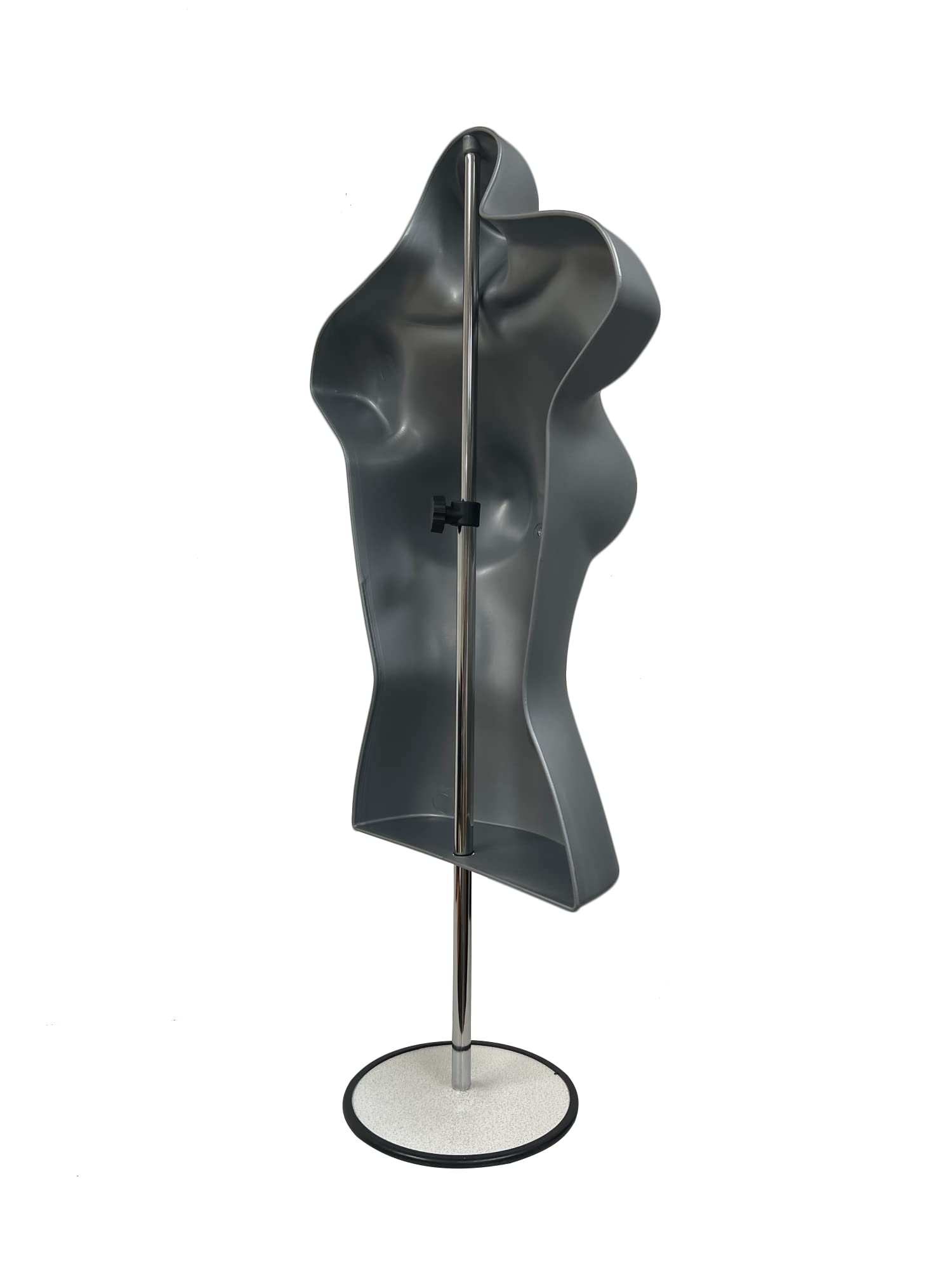 DisplayTown Gray Male and Female Mannequin Torso with Metal Stand Hollow Back Body Stackable Dress Form for Tshirt Display, Countertop, Craft Shows, Photos and Design, S-M Clothing Size