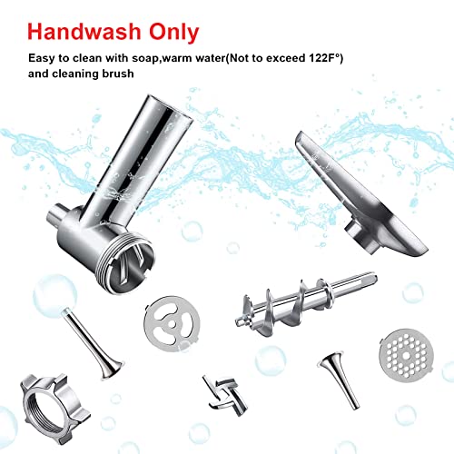 Metal Meat grinder attachment for KitchenAid stand mixers, Meat Grinder Attachment Includes 4 Grinding Plates, 3 Sausage Stuffer Tubes, 2 Grinding Blades, Meat Grinder and Sausage Stuffer by COFUN