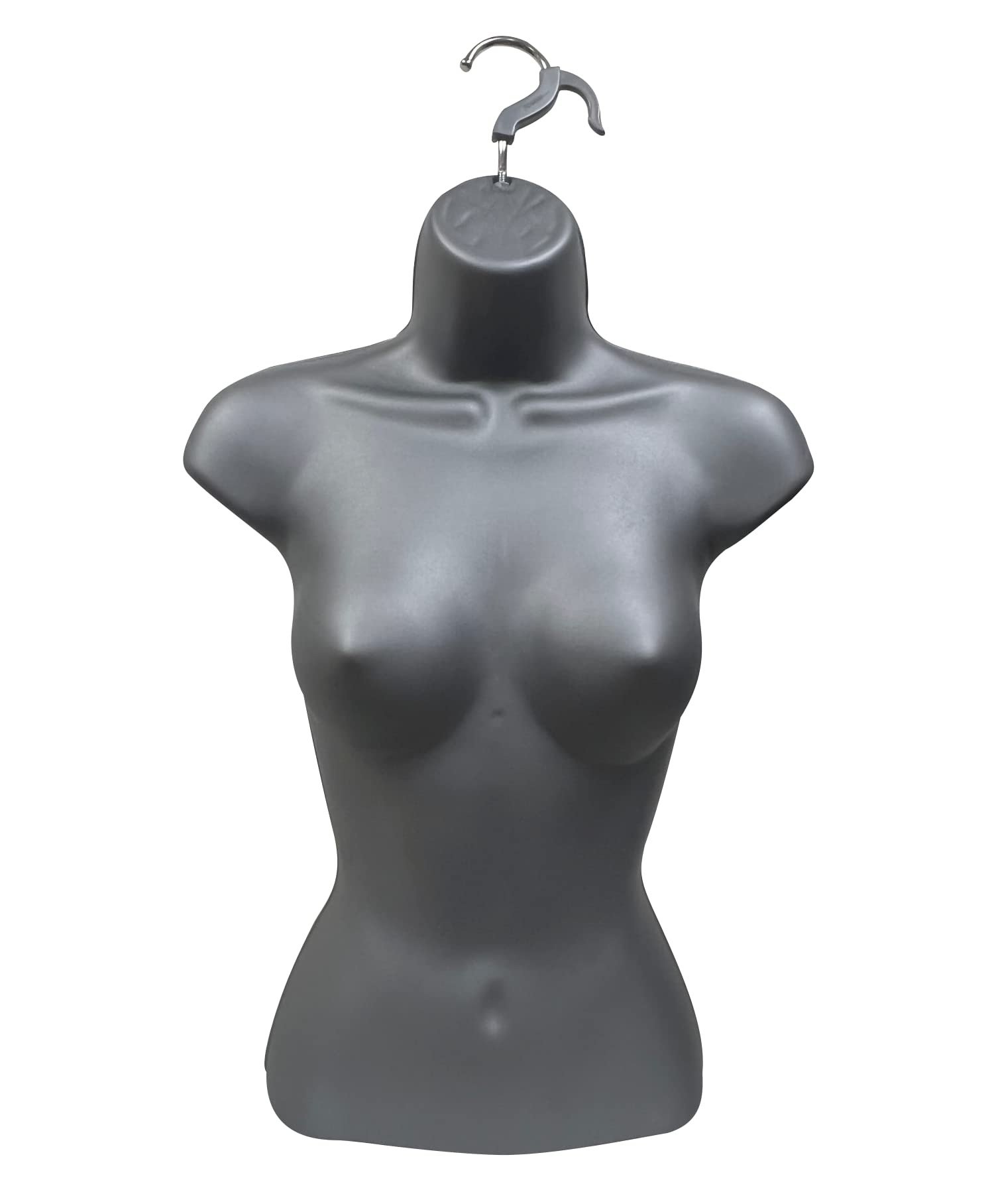 DisplayTown Gray Male and Female Mannequin Torso with Metal Stand Hollow Back Body Stackable Dress Form for Tshirt Display, Countertop, Craft Shows, Photos and Design, S-M Clothing Size