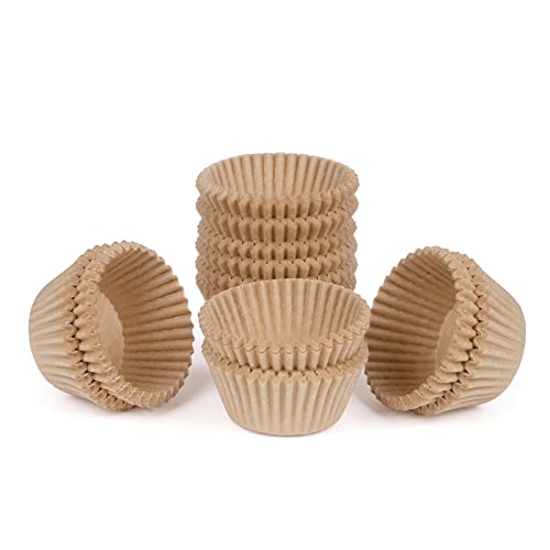 Caperci 500 Count Mini Cupcake Liners Natural Muffin Liners Greaseproof No Smell Small Cupcake Wrappers Baking Cups