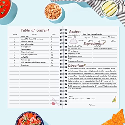 PECULA Recipe Book, 5.6"x 8.2" Recipe Book To Write In Your Own Recipes, Blank Recipe Book, Recipe Notebook, Recipe Journal Hold 170 Recipes