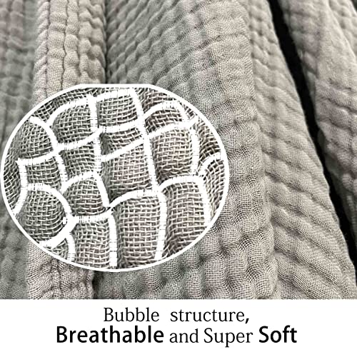 DerF HOME Muslin Cotton Bed Blanket for Couch Adult, 4-Layer Pre-Washed, Breathable Super Soft, Lightweight Summer Blanket Twin Bed Throw Blanket, (Light Grey 60"x80" inches)