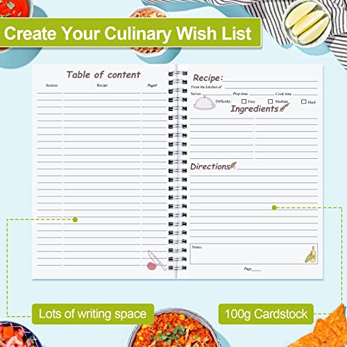 PECULA Recipe Book, 5.6"x 8.2" Recipe Book To Write In Your Own Recipes, Blank Recipe Book, Recipe Notebook, Recipe Journal Hold 170 Recipes