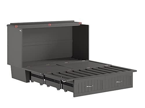 AFI Nantucket Murphy Bed Chest Queen Grey with Charging Station & Cool Soft Mattress