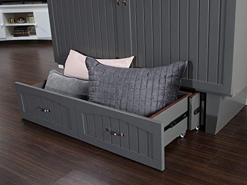 AFI Nantucket Murphy Bed Chest Queen Grey with Charging Station & Cool Soft Mattress