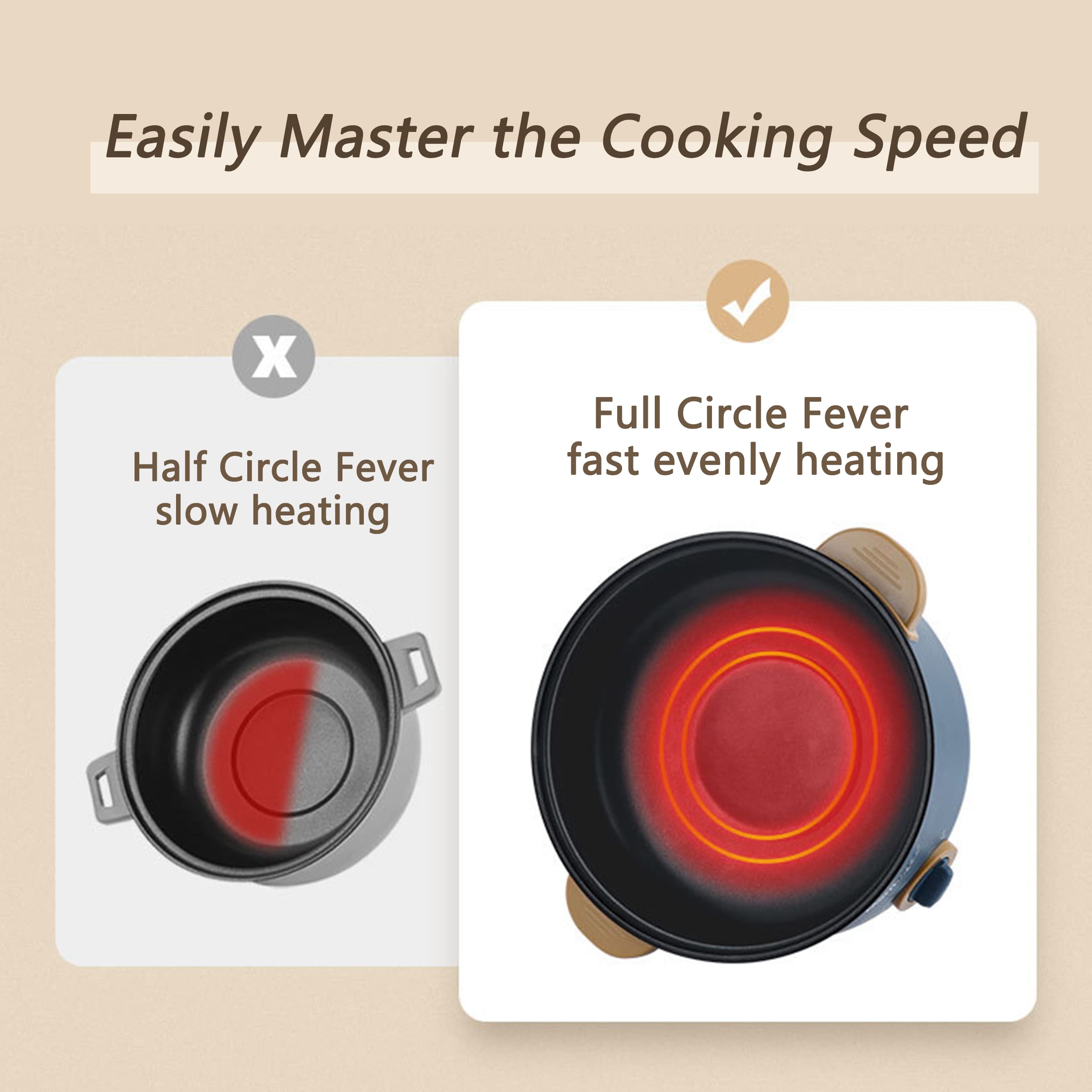 Drizzle 3L Hot Pot Cooker Skillet - Multifunction Frying Pan 110V Non-Stick Grill Stir-fried Stewed Cookware Steak Noodle Ramen Shabu Shabu Pot - Home Office Party Kitchen Dorm Cooking