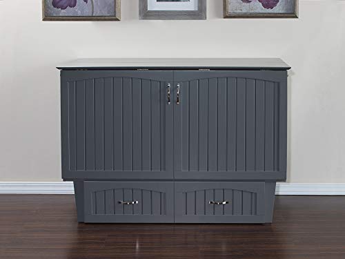 AFI Nantucket Murphy Bed Chest Queen Grey with Charging Station & Cool Soft Mattress