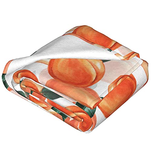 Peach Fruit Theme Throw Blanket Cozy Plush Flannel Fleece Soft Bed Blankets for Sofa Couch Bedroom 60"X50"