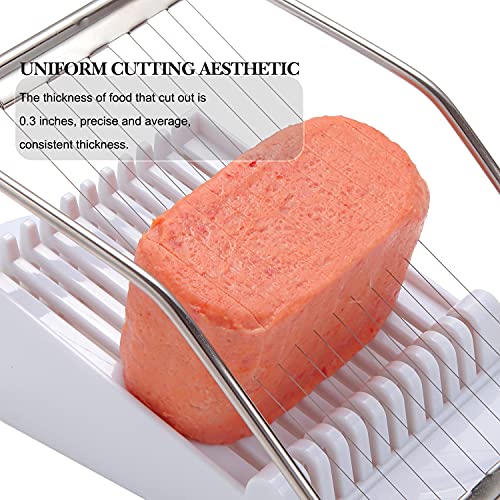 Slicer,Multipurpose Luncheon Meat Slicer,Stainless Steel Wire Egg Slicer,Cuts 10 Slices For fruit,Onions,Soft Food and Ham (White)