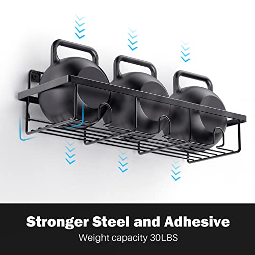 EXQLIFE YAWSOUP Shower Caddy Shelf with Hooks Storage Rack Organizer ,Can be wall-mounted without holes for Bathroom, Washroom, Restroom, Shower, Toilet, Kitchen