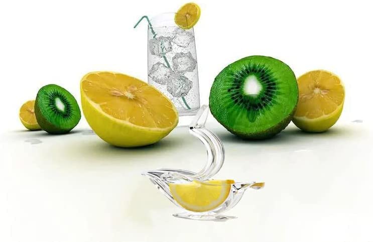 New Acrylic Manual Lemon Slice Squeezer, Portable Transparent Fruit Juicer, Elegance Bird Shape, Hand Juicer for Orange Lemon Lime Pomegranate (2Pcs)