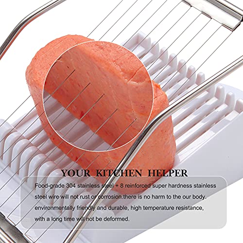 Slicer,Multipurpose Luncheon Meat Slicer,Stainless Steel Wire Egg Slicer,Cuts 10 Slices For fruit,Onions,Soft Food and Ham (White)