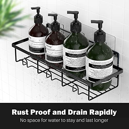 EXQLIFE YAWSOUP Shower Caddy Shelf with Hooks Storage Rack Organizer ,Can be wall-mounted without holes for Bathroom, Washroom, Restroom, Shower, Toilet, Kitchen