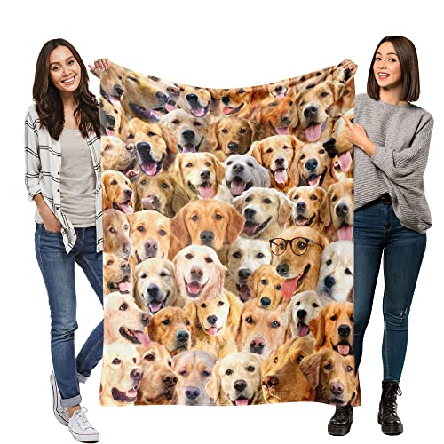 HSELOGI Golden Retriever Blanket Gift for Dog Lover Funny Dog Print Fleece Blanket Home Decor Plush Fuzzy Blanket Cute Puppy Blanket Throw for Kids Girls Boy for Adult Women Sofa Bed Chair 60"x80"