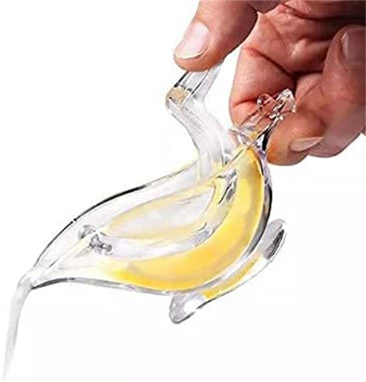 New Acrylic Manual Lemon Slice Squeezer, Portable Transparent Fruit Juicer, Elegance Bird Shape, Hand Juicer for Orange Lemon Lime Pomegranate (2Pcs)