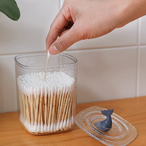 Qtip Holder Cotton Ball Holder,Bathroom Qtip Holder Canisters Swab Holder Organizer Q-tip Dispenser with Lid Transparent Cotton Swabs Storage Canister(A)
