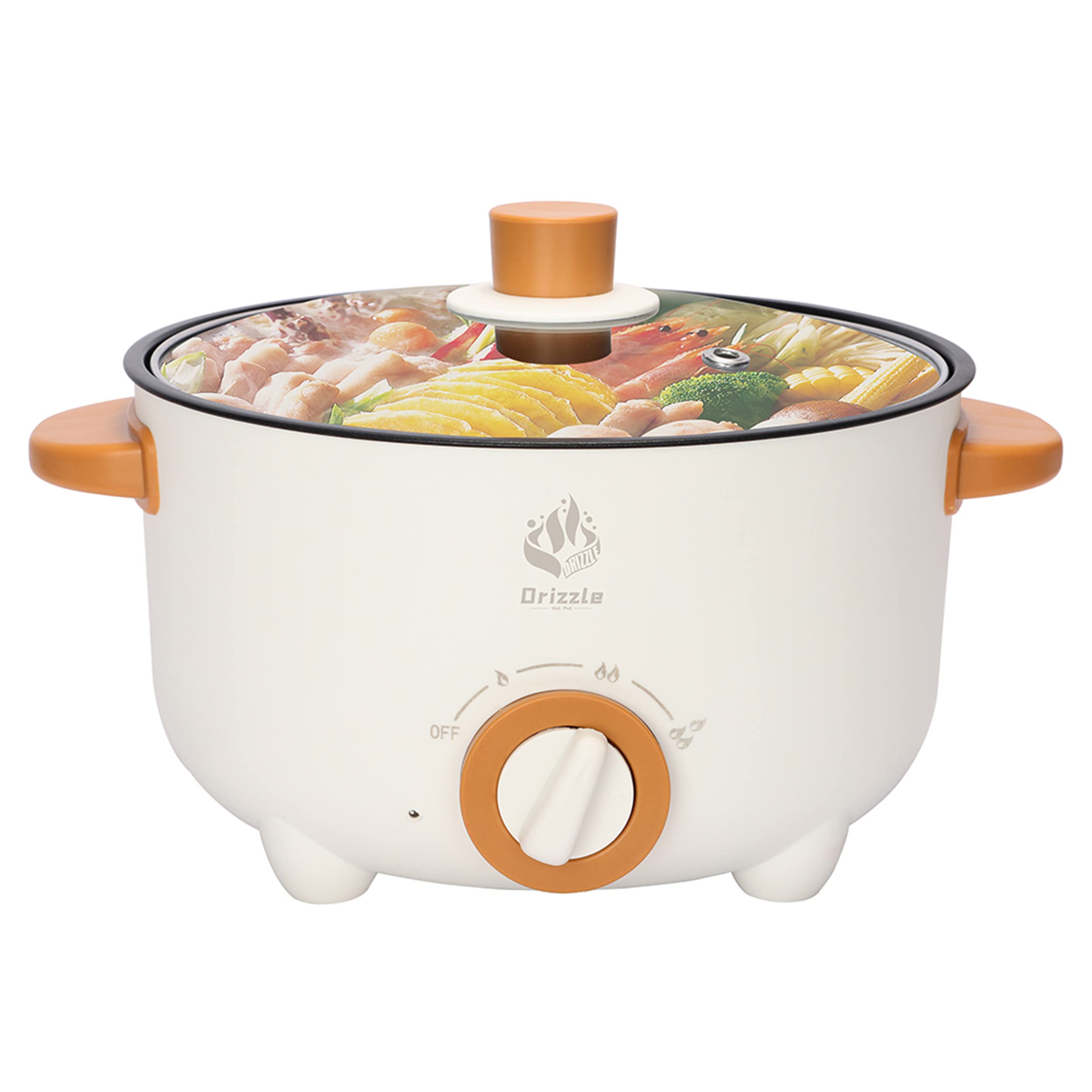 Drizzle 3L Hot Pot Cooker Skillet - Multifunction Frying Pan 110V Non-Stick Grill Stir-fried Stewed Cookware Steak Noodle Ramen Shabu Shabu Pot - Home Office Party Kitchen Dorm Cooking