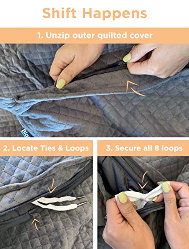 BlanQuil Quilted Weighted Blanket (Taupe 15lb) W/ Removable Cover.