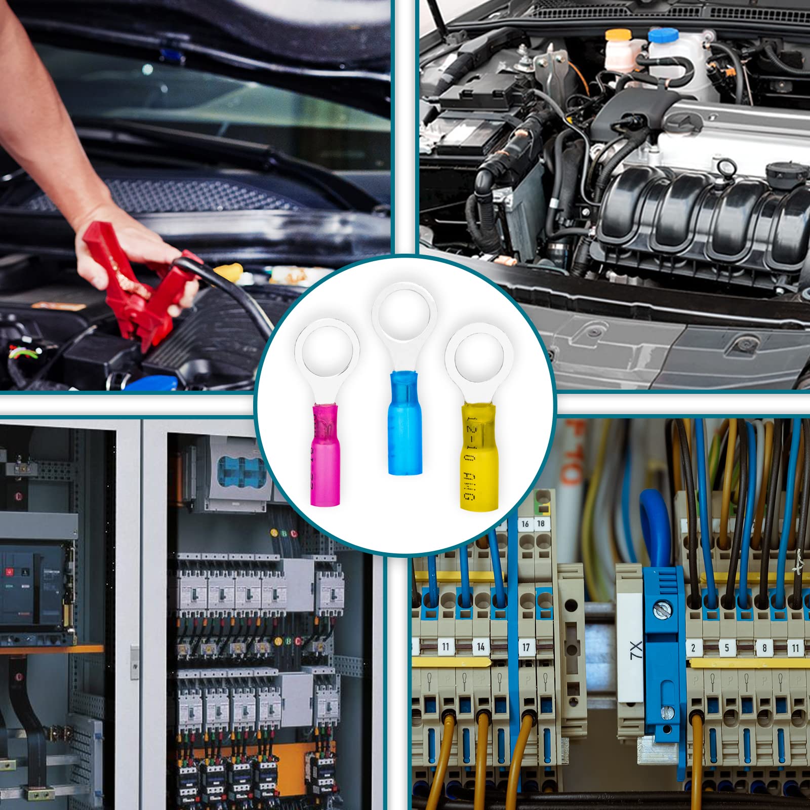 120 PCS Heat Shrink Wire Connectors, 22 20 18 16 AWG Ring Terminals, 22 20 18 16 Gauge Automotive Marine Ring Connectors by Housun