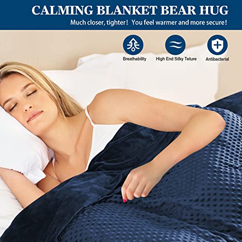 yescool Weighted Blanket with Removable Cover, Weighted Blanket Queen Size 20lbs 60"x80"for Adults, Heavy Blanket with Minky Duvet Cover,Warm Cozy Thick Throw Blanket with Premium Glass Beads (Blue)