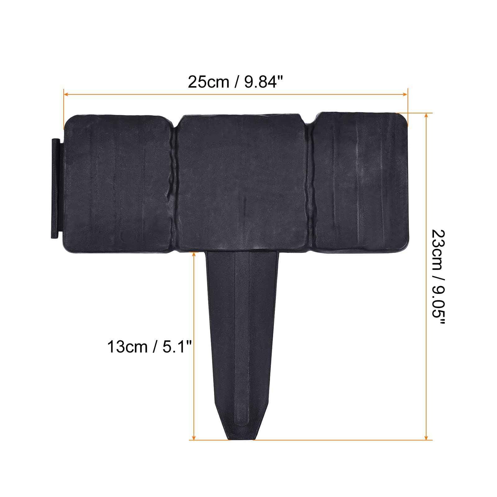 MECCANIXITY Garden Fence Stone Effect 9.8x9.1 Inch, Plastic Decorative Fencing Path Garden Border Edging for Patio Landscape Pathway, Overall 196 Inch Length, Black Pack of 20