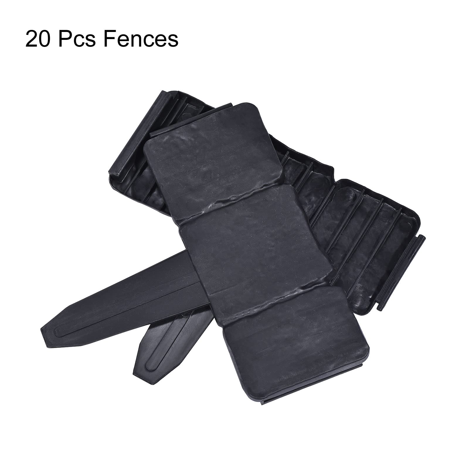 MECCANIXITY Garden Fence Stone Effect 9.8x9.1 Inch, Plastic Decorative Fencing Path Garden Border Edging for Patio Landscape Pathway, Overall 196 Inch Length, Black Pack of 20