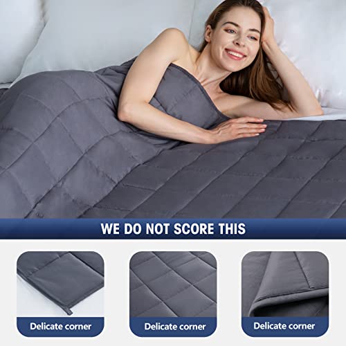 yescool Weighted Blanket with Removable Cover, Weighted Blanket Queen Size 20lbs 60"x80"for Adults, Heavy Blanket with Minky Duvet Cover,Warm Cozy Thick Throw Blanket with Premium Glass Beads (Blue)