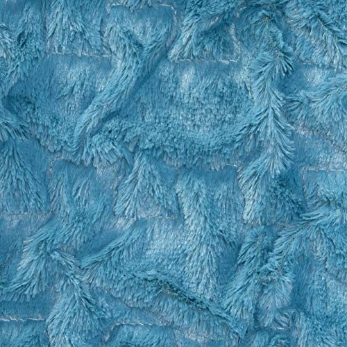 Comfort Spaces Ruched Faux Fur Plush 3 Piece Throw Blanket Set Ultra Soft Fluffy with 2 Square Pillow Covers, 50"x60", Teal