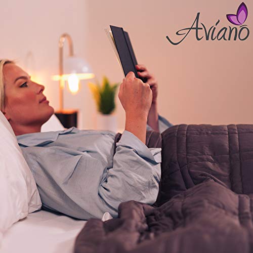 Aviano Premium Bamboo Cooling Weighted Blanket for Adults - 20 lbs (Stone Blue) for Queen Size Bed (60x80 in.) - Heavy Blankets for Restlessness