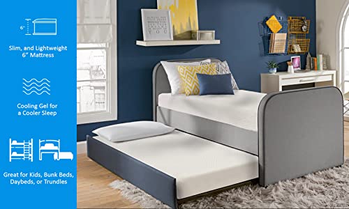 Irvine Home Collection Twin Size 6-Inch, Cooling Gel Memory Foam Mattress, Medium Firm, Cool Sleep and Pressure Relief, CertiPUR-US Certified, Great for Kids, Bunk Beds, Trundles, Campers, Daybeds