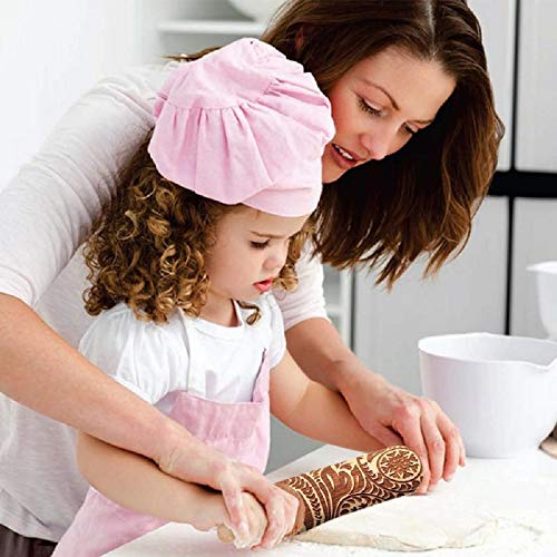 rolling pins for baking,embossed rolling pin, Engraved Embossing Rolling Pin Kitchen Decor Tools for Baking Embossed Cookies,Birthday Gifts for Women, Gift for Women,Mom Birthday Gift(Flower)