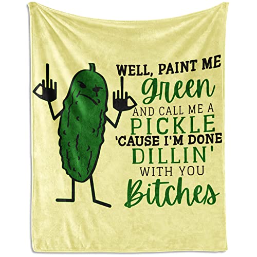 XaocNyx Pickle Blanket Gifts, 80"x60" Cozy Plush Pickle Stuffed Animal Throw Blankets, Pickles Gift Blanket for Women Men Teen Boys Girls Couch Bed Sofa