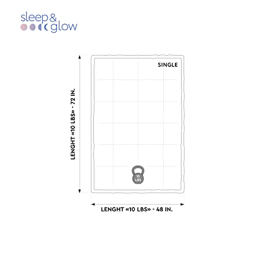 SLEEP & GLOW Cooling Weighted Blanket Premium 400 TC Cotton with Glass Beads & No Glue All Season Breathable Heavy Blanket - 10 LBS Single Size 48” x 72” (White)