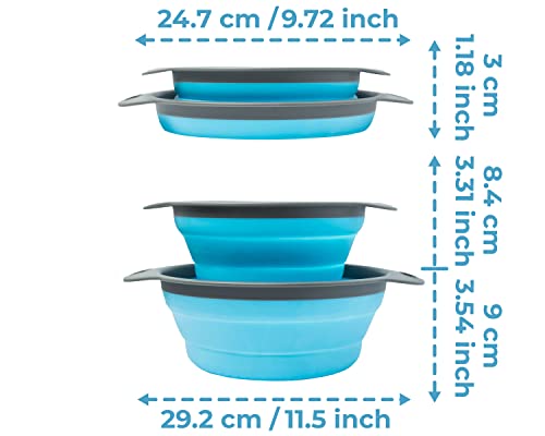 Say Goodbye to Clunky Colanders: 2-Piece Silicone Collapsible Colander Set by Comfify™- Compact, Convenient, and Ideal for Any Kitchen