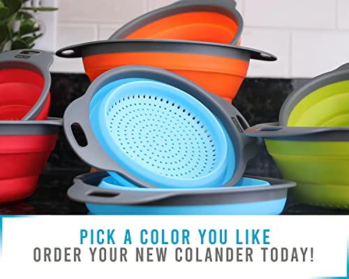 Say Goodbye to Clunky Colanders: 2-Piece Silicone Collapsible Colander Set by Comfify™- Compact, Convenient, and Ideal for Any Kitchen