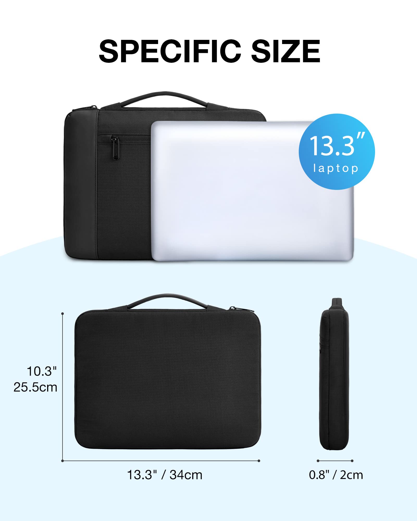 Laptop Sleeve Bag, BAGSMART Laptop Case Compatible with MacBook Air/Pro Retina,13-13.3 inch Notebook Compatible with MacBook Pro 14 inch 2021 2022 M1 Pro/Max, Computer Bag with Pocket, Handle, Black