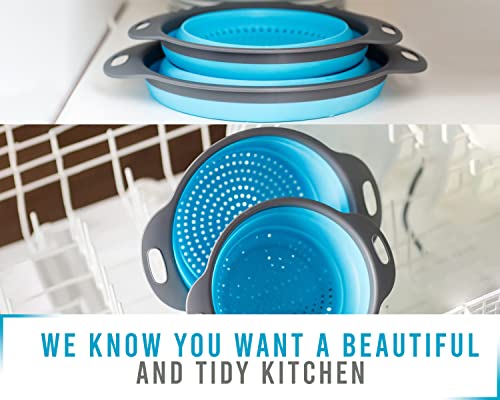 Say Goodbye to Clunky Colanders: 2-Piece Silicone Collapsible Colander Set by Comfify™- Compact, Convenient, and Ideal for Any Kitchen